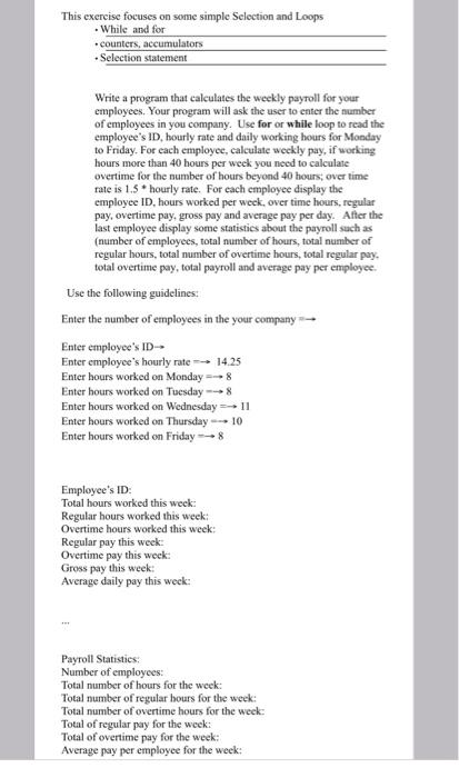 Solved This exercise focuses on some simple Selection and | Chegg.com