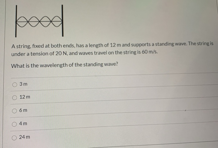 Solved A string, fixed at both ends, has a length of 12 m | Chegg.com