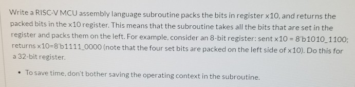 Write A Risc V Mcu Assembly Language Subroutine Packs 