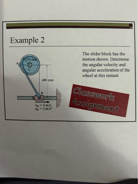 Solved Example 2 The slider block has the motion shown. | Chegg.com
