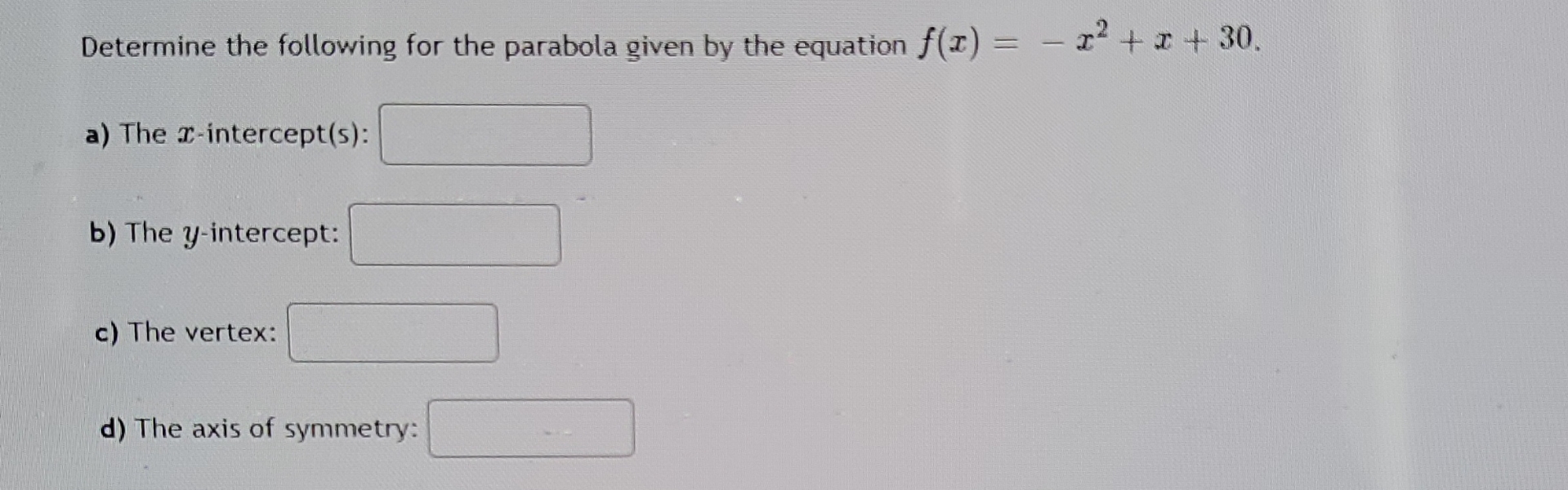 Solved Determine the following for the parabola given by the | Chegg.com