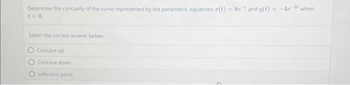 Solved Determine the concavity of the curve represented by | Chegg.com