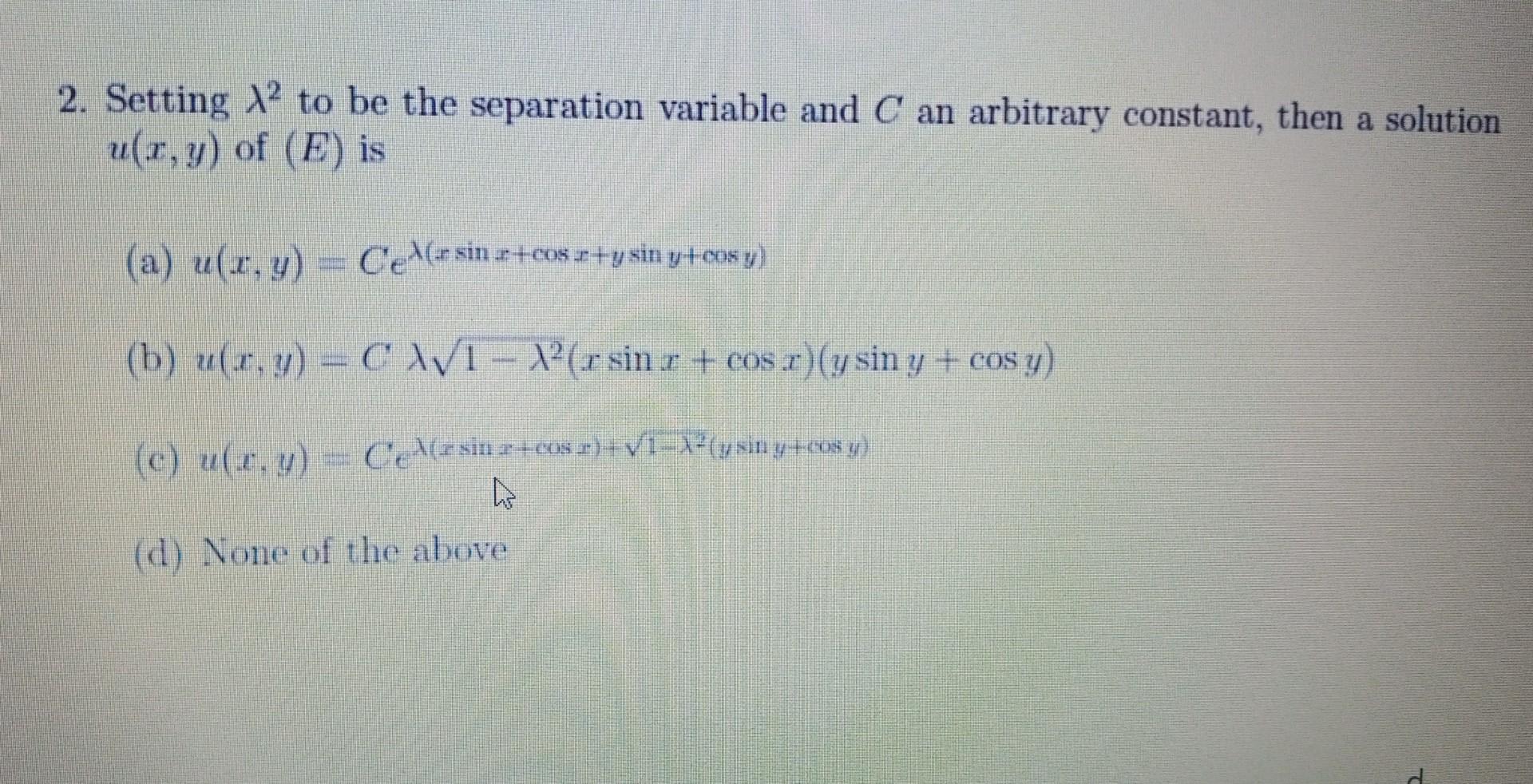 Solved Consider the following PDE | Chegg.com