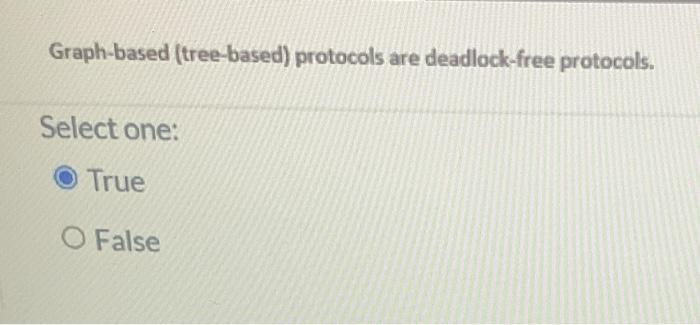 Solved Graph-based (tree-based) protocols are deadlock-free | Chegg.com