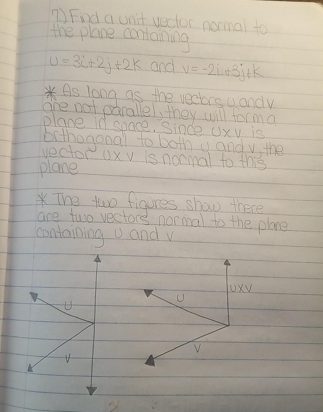 Solved 7) Find a unit vector normal to the plane containing | Chegg.com