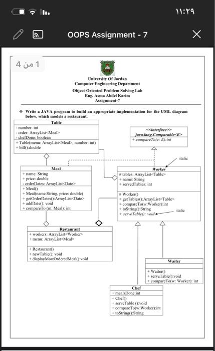 Solved S OOPS Assignment - 7 X University Of Jordan Computer | Chegg.com