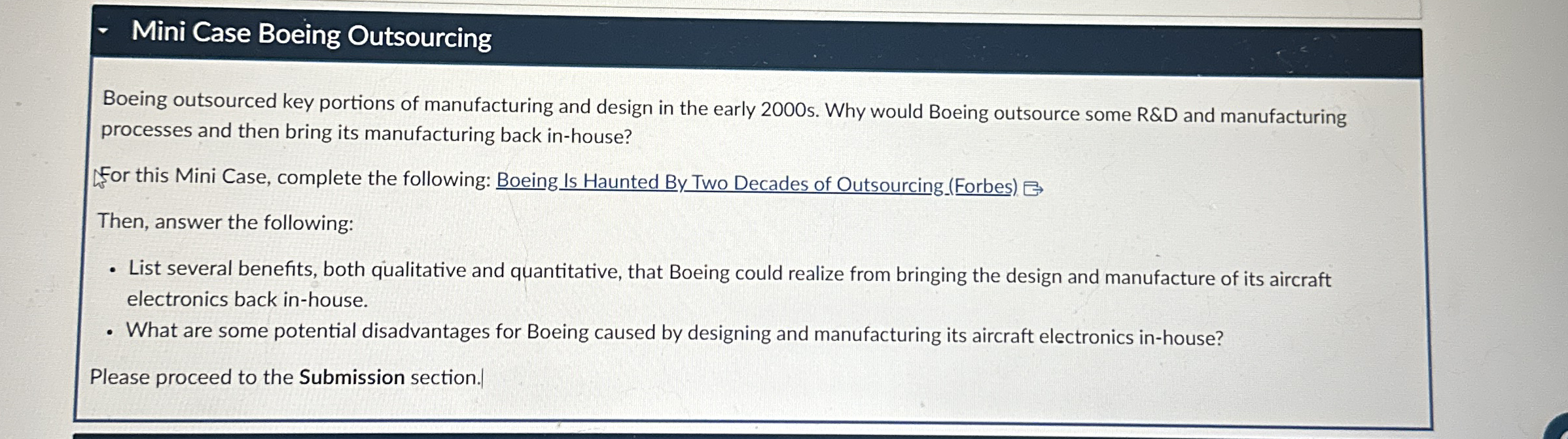 Solved Mini Case Boeing OutsourcingBoeing outsourced key | Chegg.com