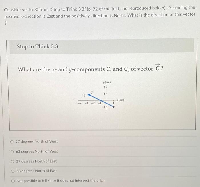 Solved Consider vector C from "Stop to Think 3.3" (p. 72 of | Chegg.com