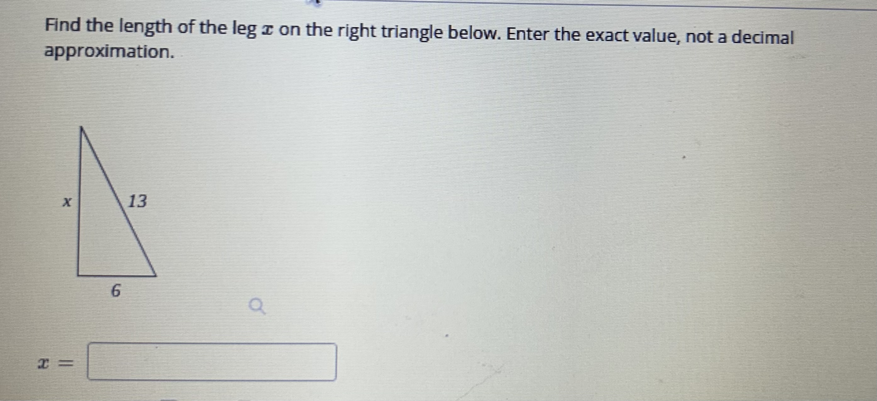 Solved Find the length of the leg x ﻿on the right triangle | Chegg.com