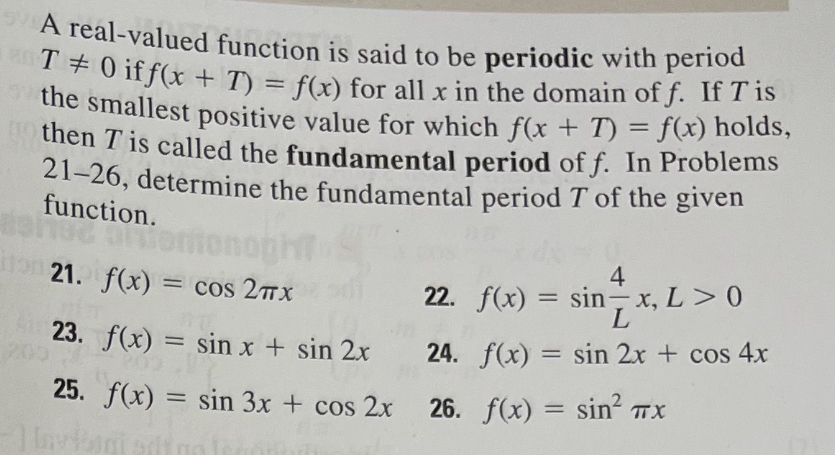Solved A real-valued function is said to be periodic with | Chegg.com