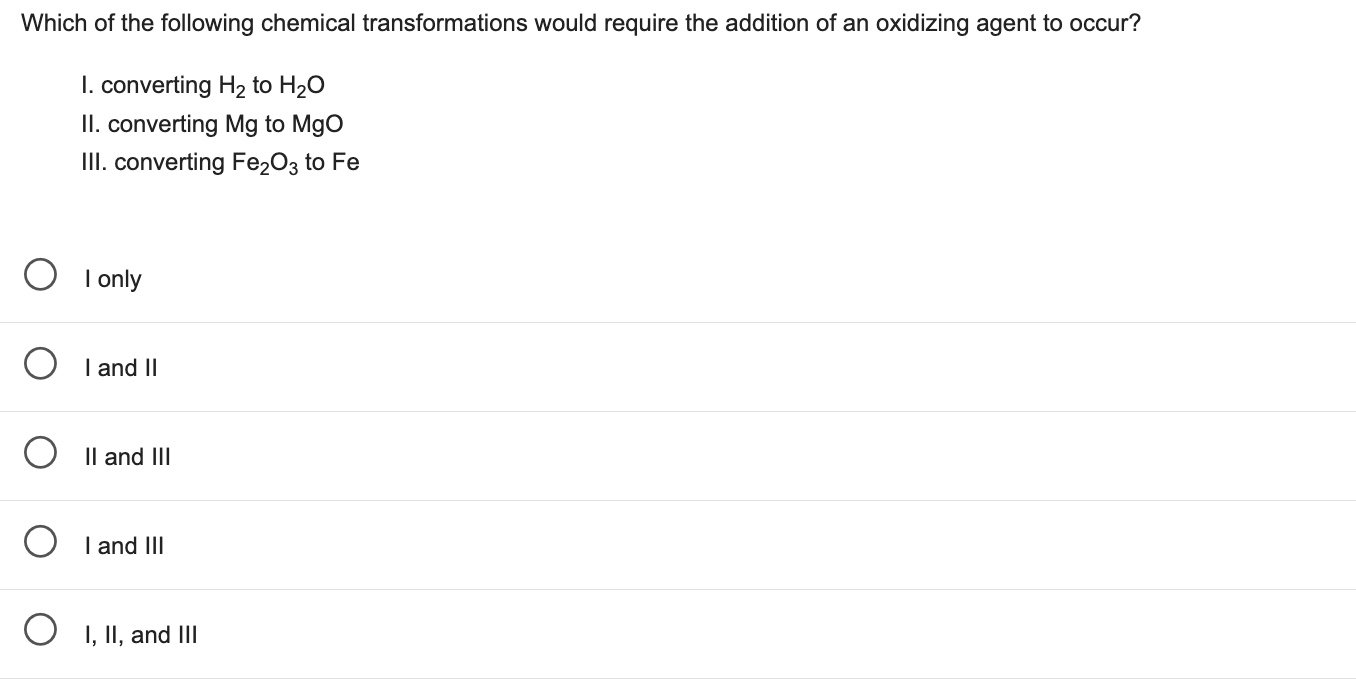 Solved Which of ﻿the following chemical transformations | Chegg.com