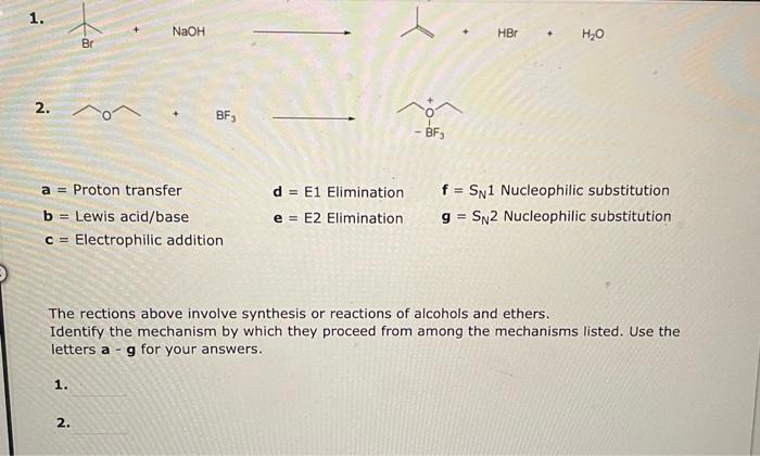 Solved methanol Aqueous = a = Proton transfer d = E1 | Chegg.com