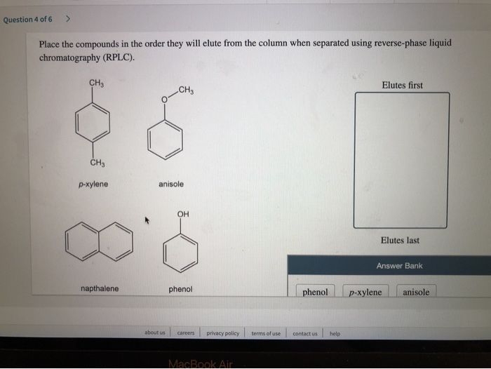 Solved Question 4 of 6 > Place the compounds in the order | Chegg.com