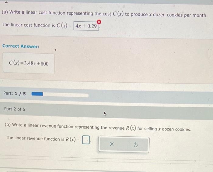 Solved A Write A Linear Cost Function Representing The