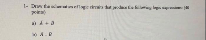 Solved 1- Draw the schematics of logic circuits that produce | Chegg.com