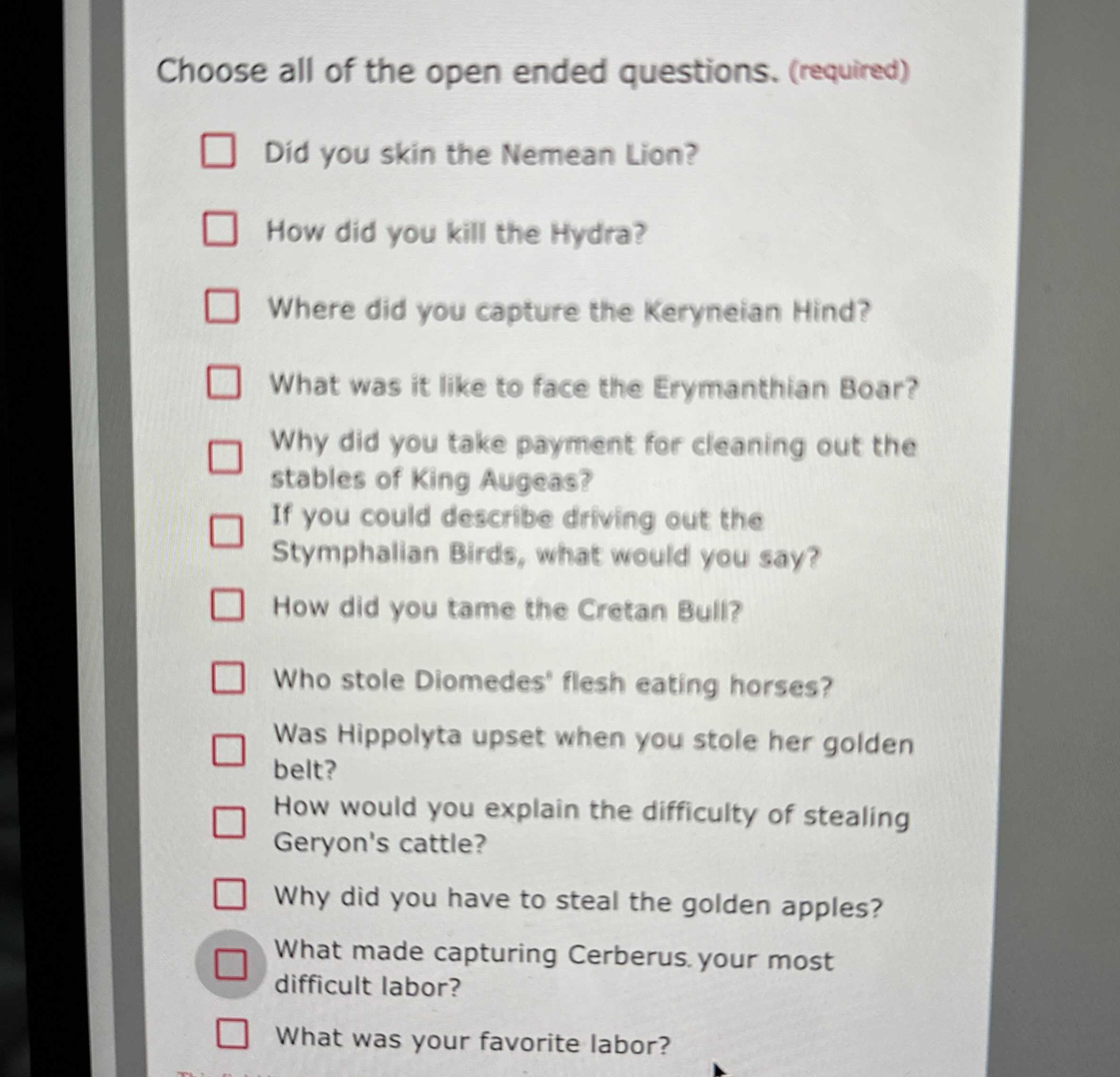 Solved Choose all of the open ended questions. (required)Did | Chegg.com