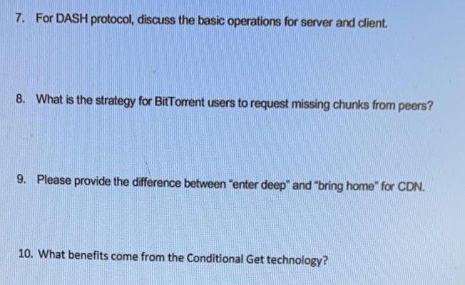 Solved 7. For DASH protocol, discuss the basic operations | Chegg.com