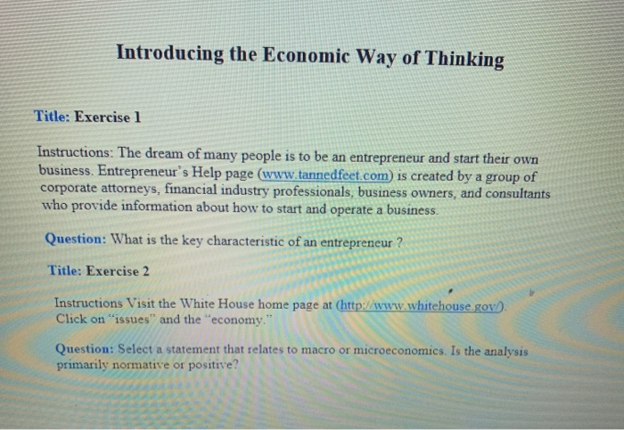 Solved Introducing the Economic Way of Thinking Title: | Chegg.com