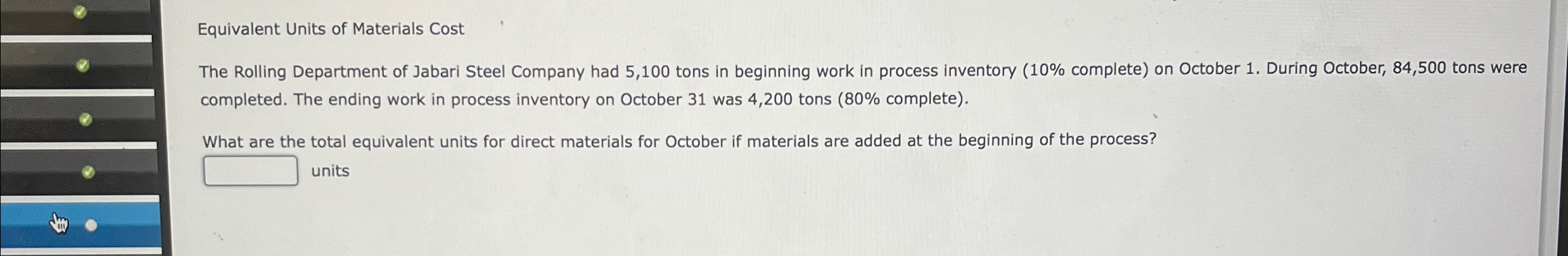 Solved Equivalent Units of Materials CostThe Rolling | Chegg.com