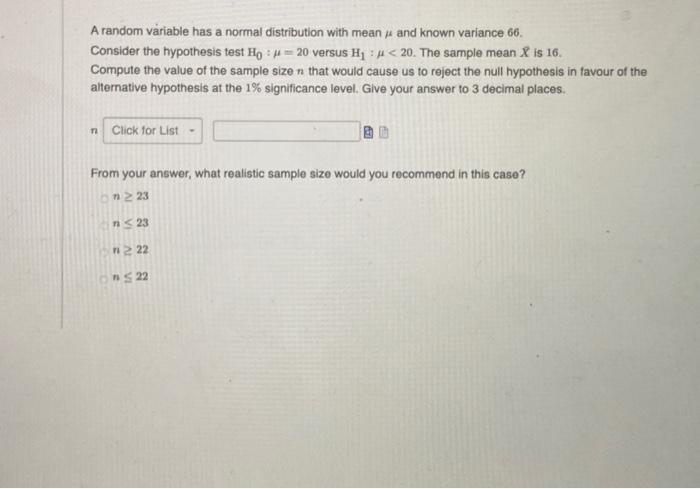Solved A random variable has a normal distribution with mean | Chegg.com