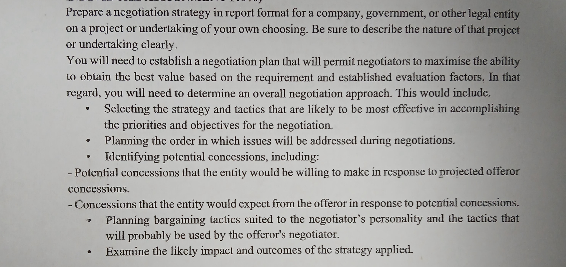 Solved Prepare a negotiation strategy in report format for a | Chegg.com