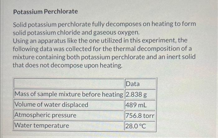 Solved Potassium Perchlorate Solid potassium perchlorate | Chegg.com