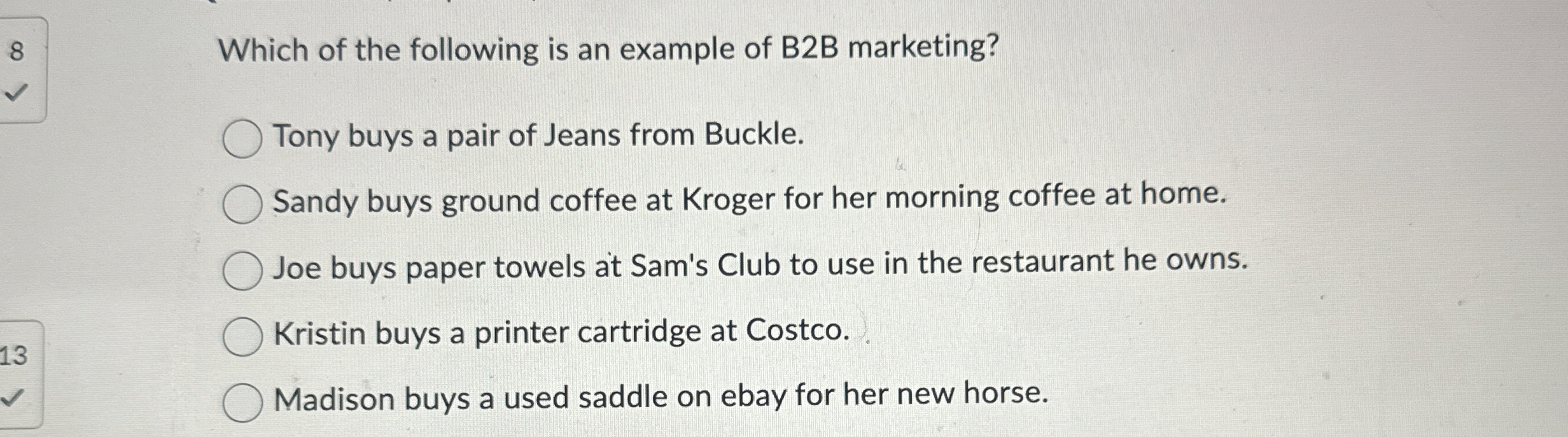Solved Which of the following is an example of B2B | Chegg.com