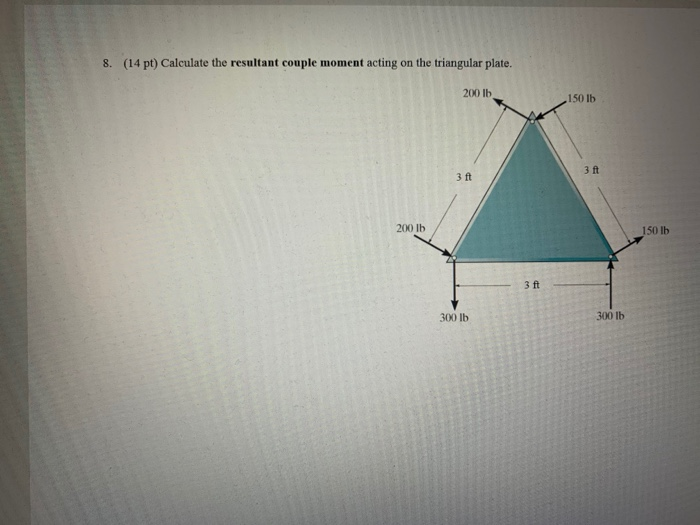 Solved 8. (14 pt) Calculate the resultant couple moment | Chegg.com