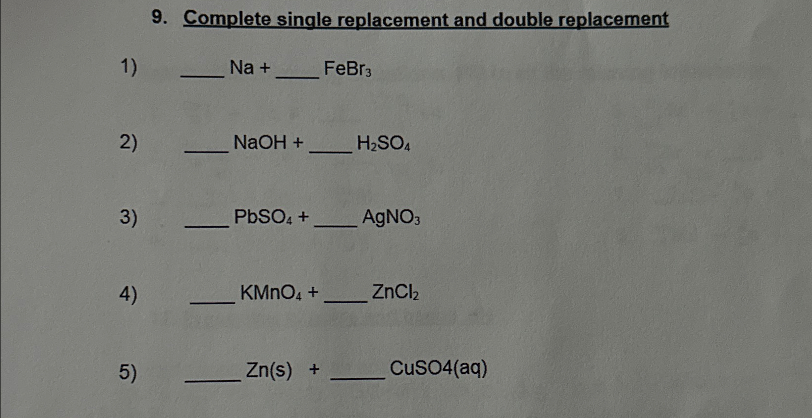 Solved Complete single replacement and double | Chegg.com