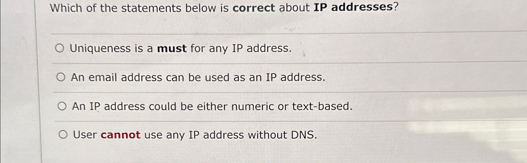 Solved Which of the statements below is correct about IP | Chegg.com