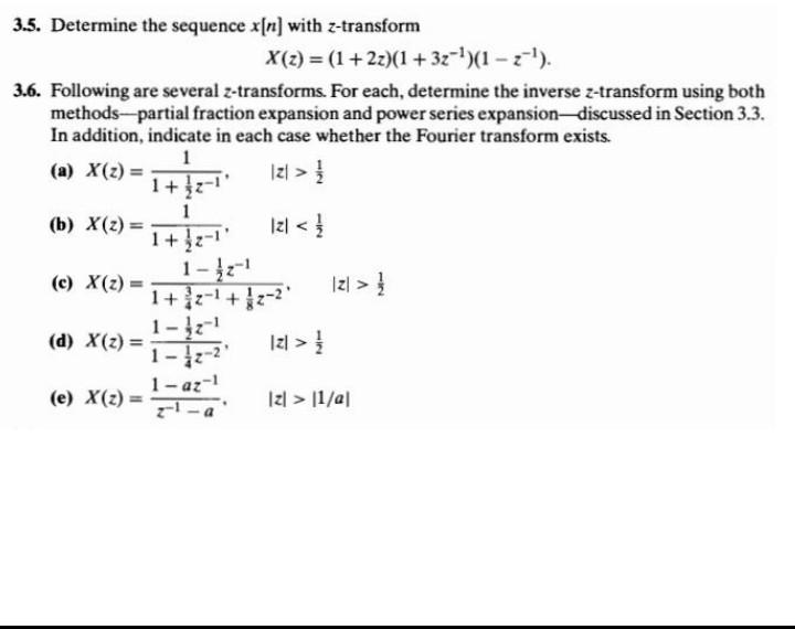Solved 3.5. Determine the sequence x[n] with z-transform | Chegg.com