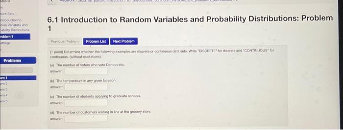 Solved 6.1 Introduction to Random Variables and Probability | Chegg.com