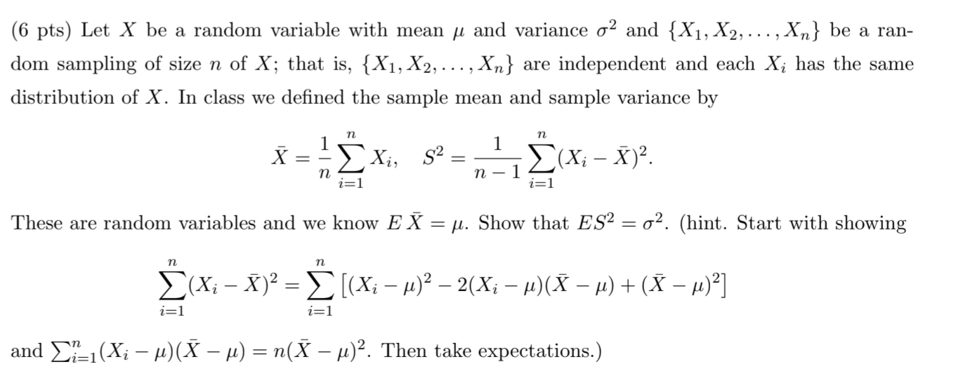 Solved Let x ﻿be a random variable with mean μ ﻿and variance | Chegg.com