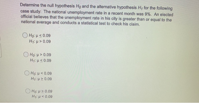 Solved Determine the null hypothesis Ho and the alternative | Chegg.com