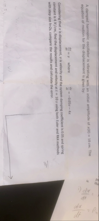 Solved A damped harmonic oscillator is vibrating with an | Chegg.com