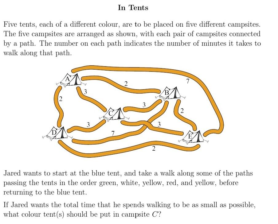 Solved Five tents, each of a different colour, are to be | Chegg.com
