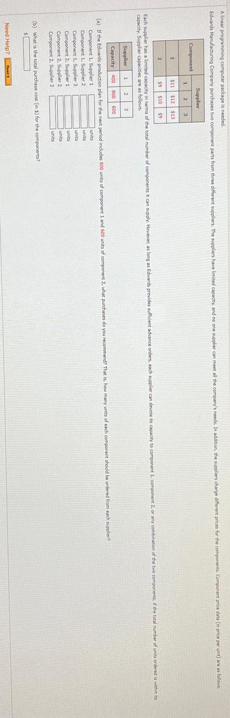 Solved A linear programming computer package is | Chegg.com