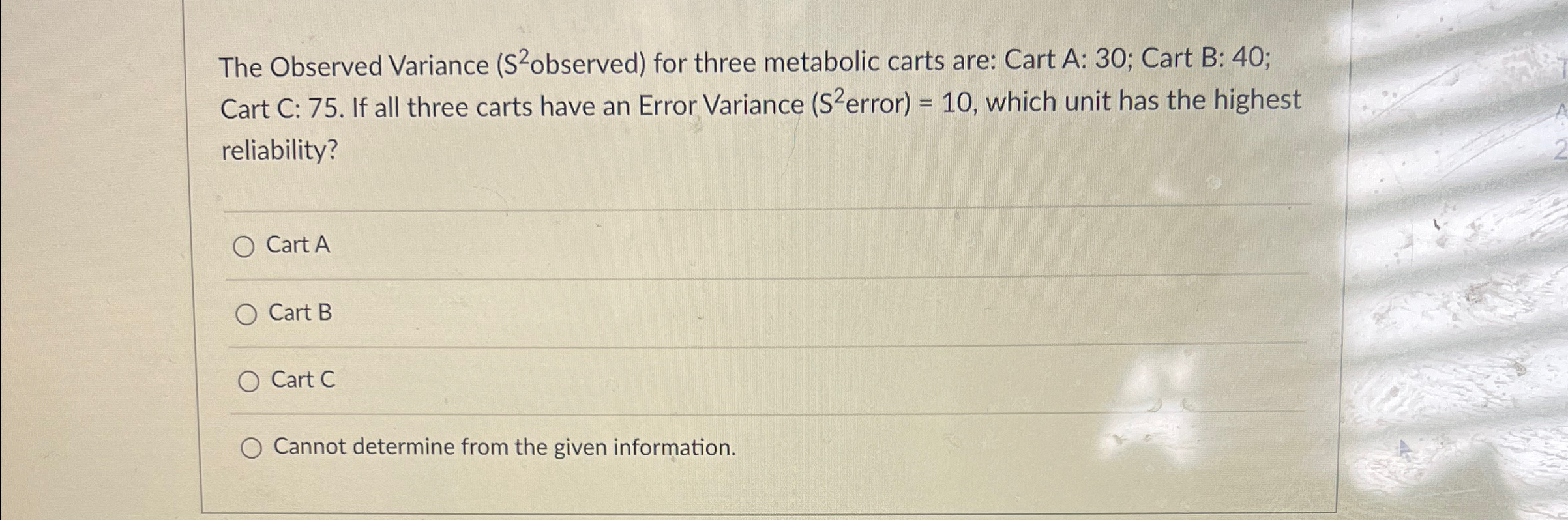 Solved The Observed Variance ( S2 ﻿observed) ﻿for three | Chegg.com