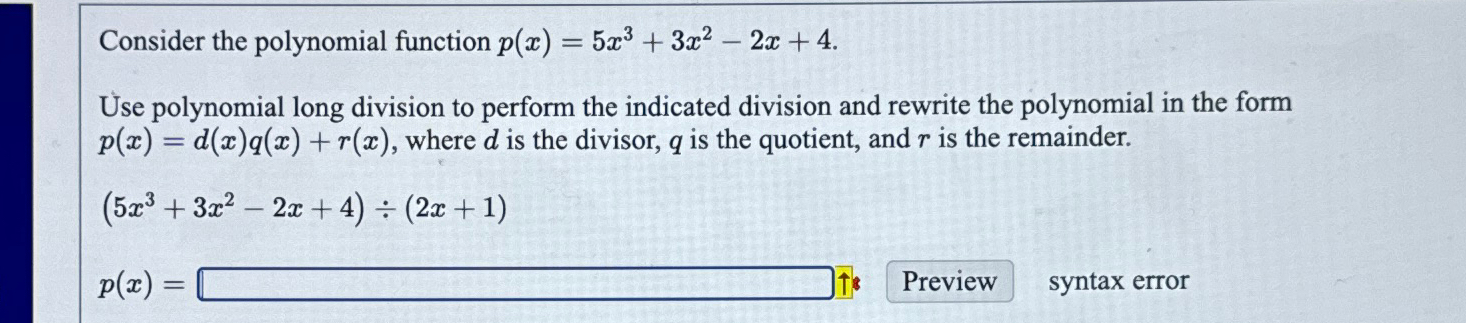 Solved Consider the polynomial function | Chegg.com