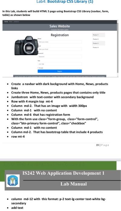 Solved In this Lab, students will build HTML 5 page using | Chegg.com