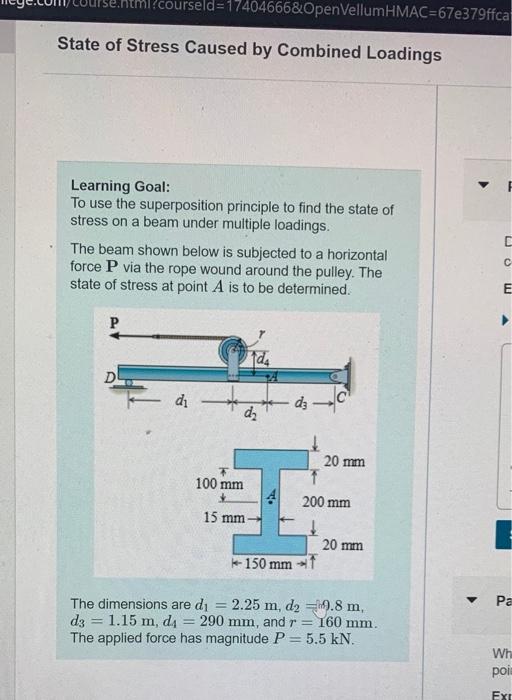 Solved State of Stress Caused by Combined Loadings Learning | Chegg.com