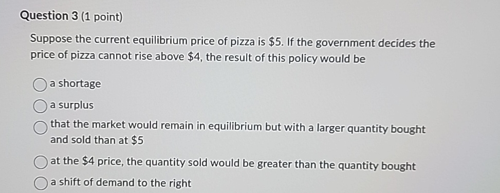 Solved Question 3 (1 ﻿point)Suppose the current equilibrium | Chegg.com