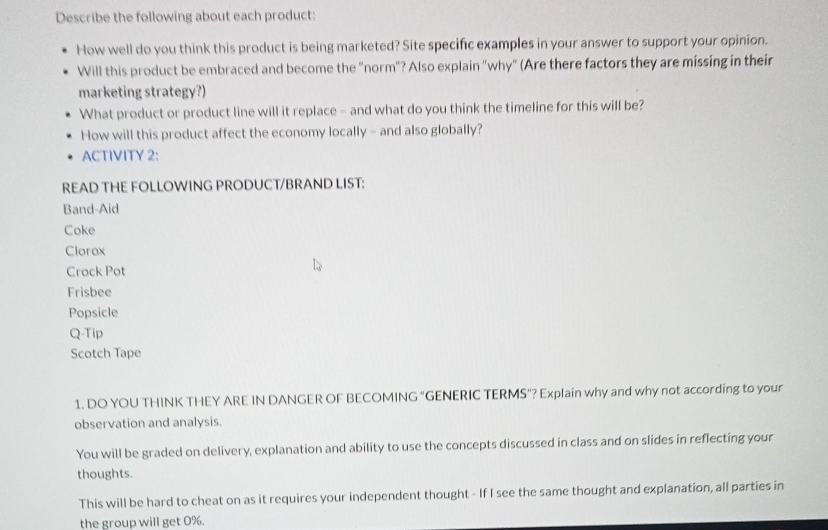 Solved Describe the following about each product: - How well | Chegg.com