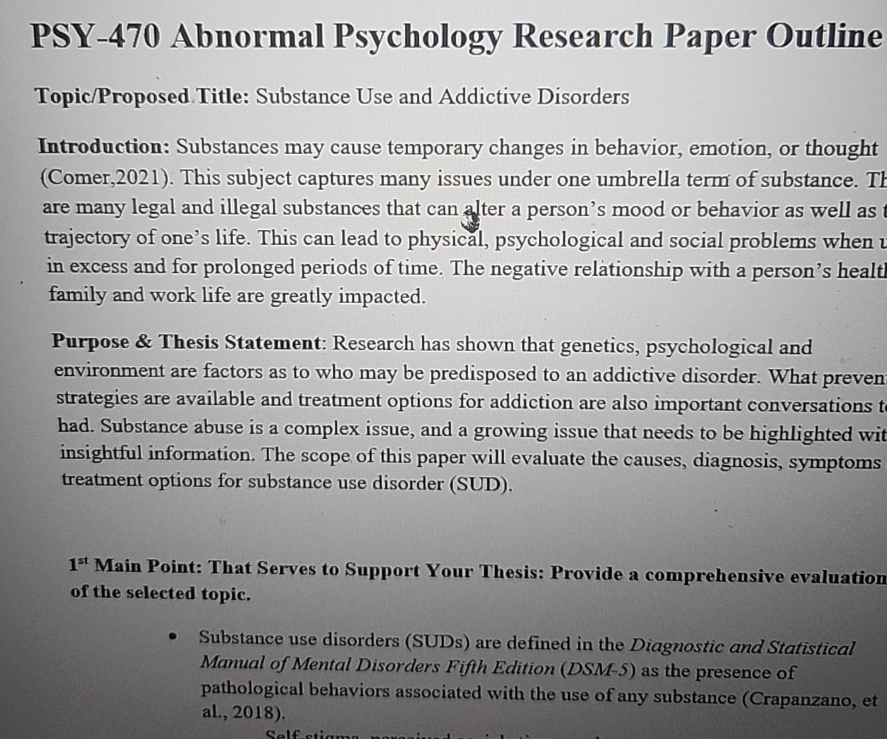 Solved PSY-470 ﻿Abnormal Psychology Research Paper | Chegg.com