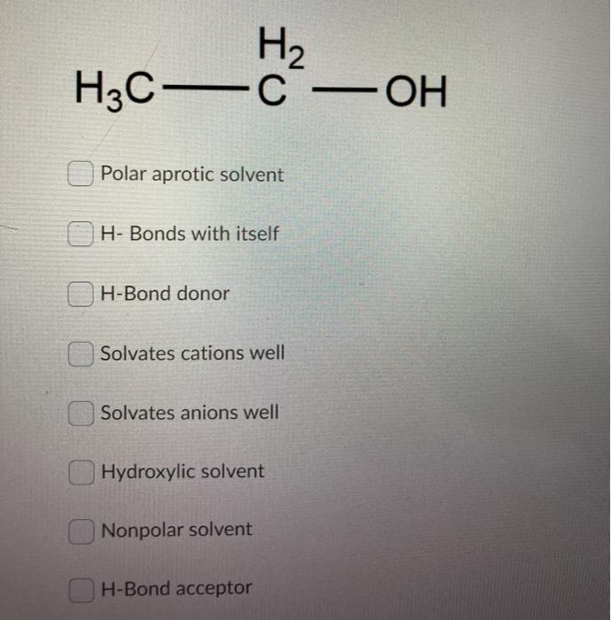 Solved Question 2 (2 points For the solvent shown, select | Chegg.com