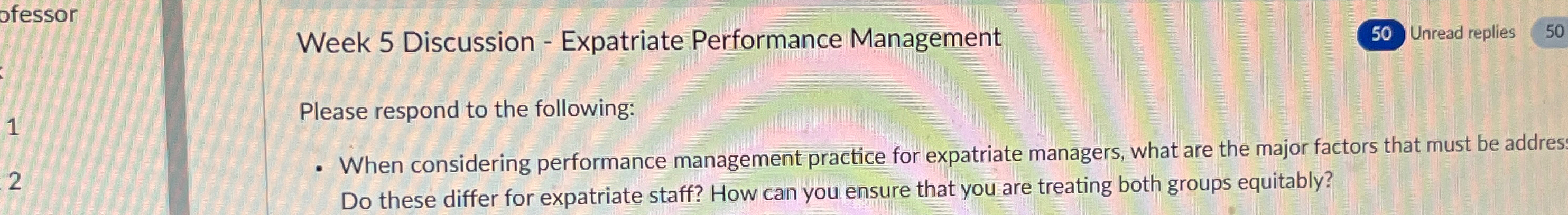 Solved Week 5 ﻿Discussion - ﻿Expatriate Performance | Chegg.com