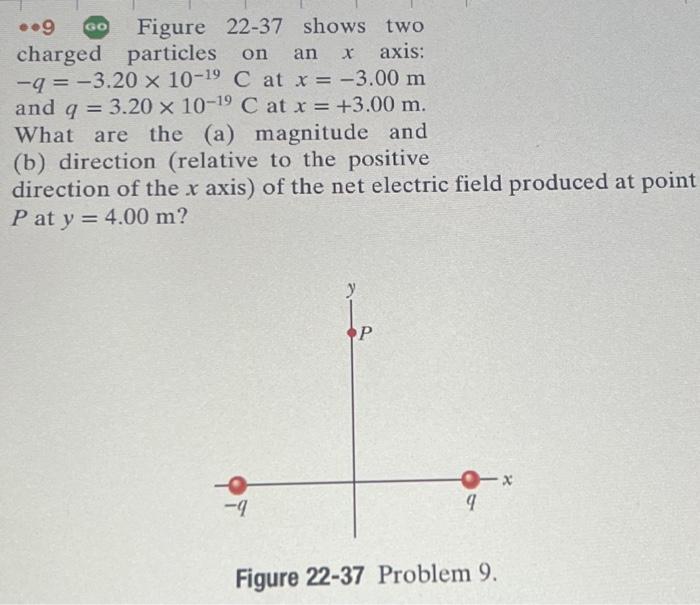 Solved ∙9 6) Figure 22−37 shows two charged particles on an | Chegg.com