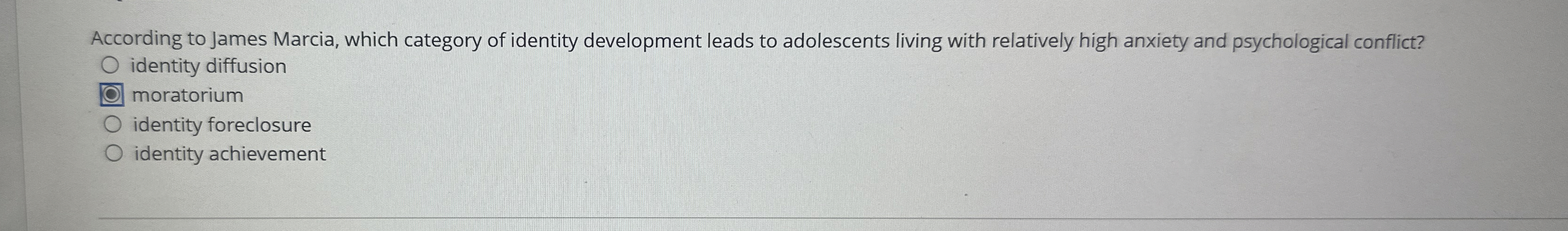 Solved According to James Marcia, which category of identity | Chegg.com