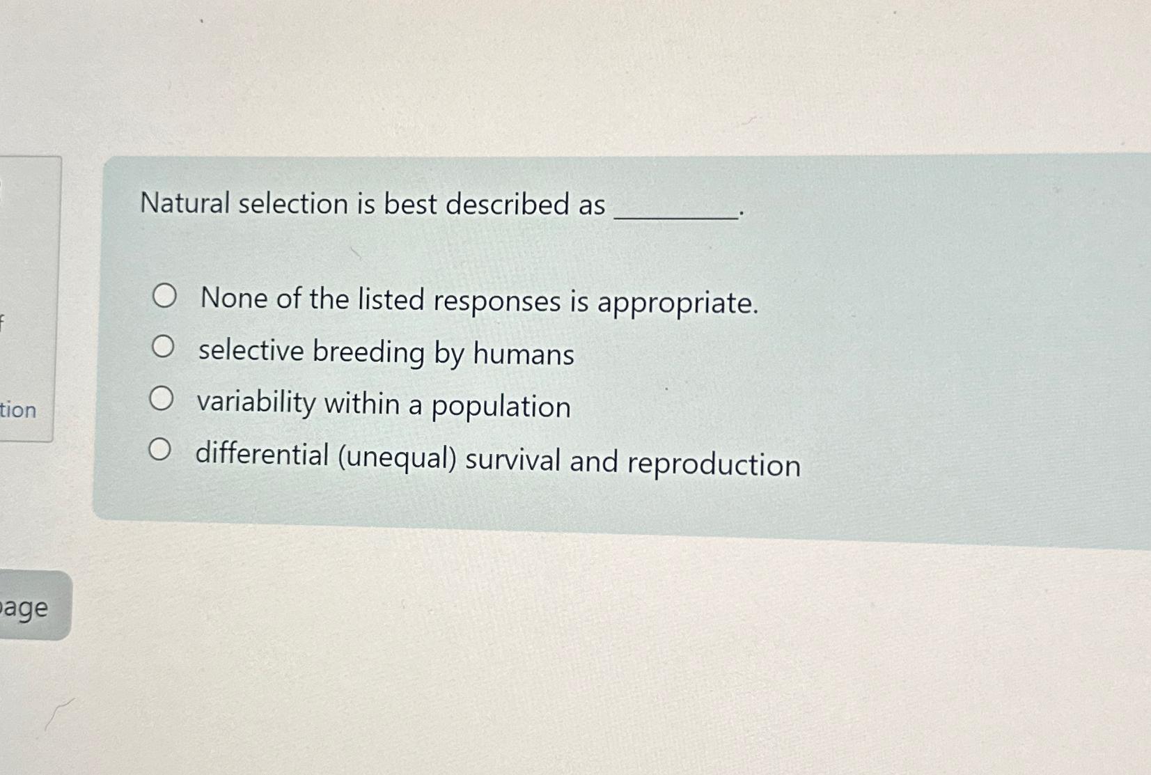Solved Natural selection is best described asNone of the | Chegg.com