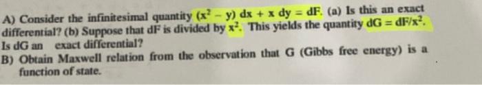 Solved A) Consider the infinitesimal quantity | Chegg.com